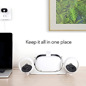 Wasserstein Charging Station with Display Stand - High-Speed Charging Dock Compatible with Meta/Oculus Quest 2 (White)