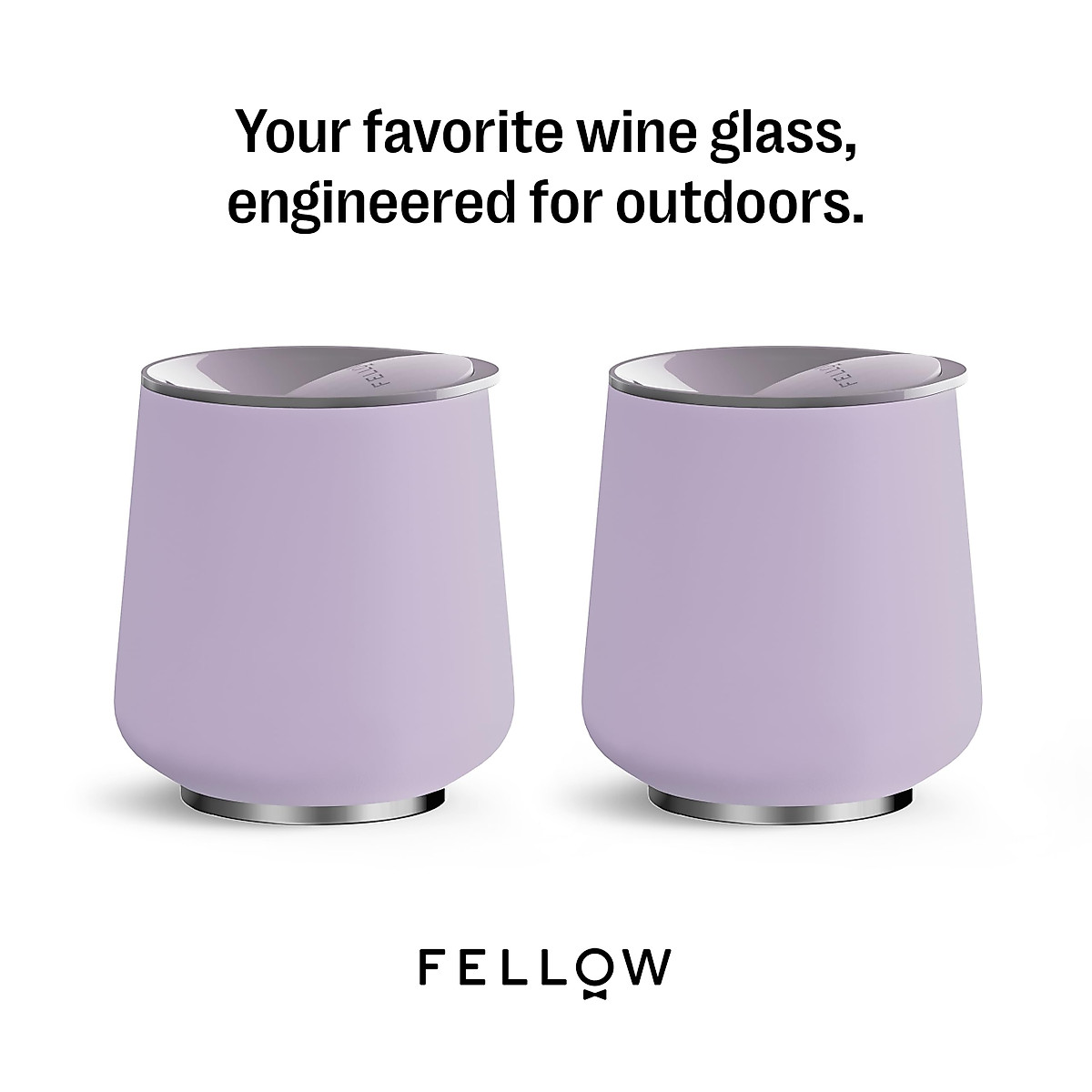 Fellow Ruby Wine Tumbler Set of 2 - ​​Insulated Stainless Steel Wine and Cocktail Tumblers with Ceramic Interior and Swivel Pebble Lid - 12 oz, Peri Twinkle
