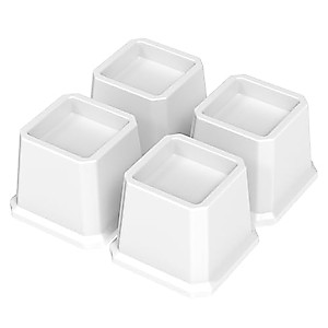 Napnapday Bed Risers 3 Inch Heavy Duty Bed Furniture Elevators, 1,500 lbs Lifts Up Riser for Sofa and Table Set of 4, White