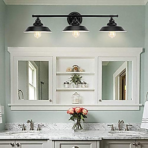 GoYeel Bathroom Vanity Light Fixtures Over Mirror Matte Black Vanity Wall Sconce Lighting 3 Lights Rustic Farmhouse Vanity Light Industrial Indoor Wall Light Fixture for Bathroom Dressing Table
