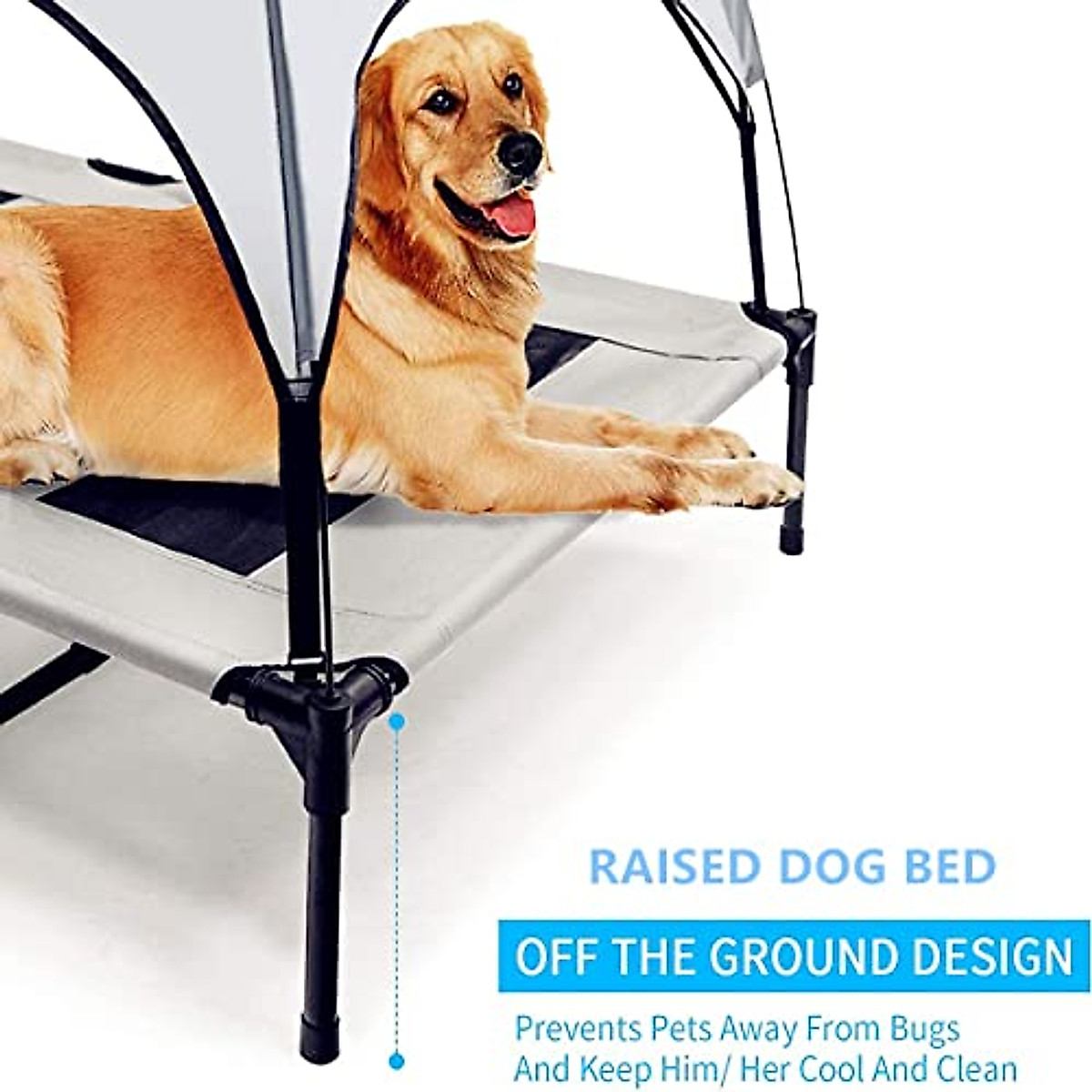 KINAMADE Elevated Pet Bed,Cooling Pet Cot for Large Medium Small Dog/Cat-Portable for Camping,Durable Frame with Breathable Mesh-Good for Summer Beach Sunbathing