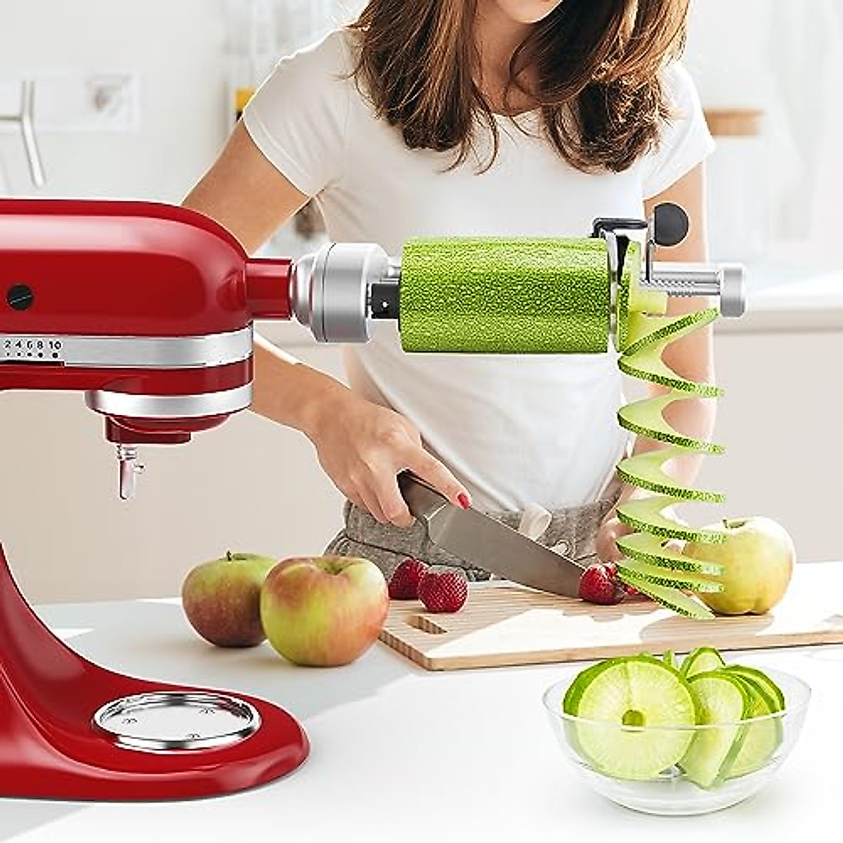 Bestand Spiralizer Attachment Compatible with KitchenAid Stand Mixer, Comes with Peel, Core and Slice, Not KitchenAid Brand Spiralizer Attachment (5 Blades)