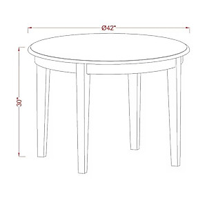 East West Furniture BOAB5-LWH-64 5 Piece Dining Table Set for 4 Includes a Round Kitchen Table and 4 White Faux Leather Upholstered Parson Chairs, 42x42 Inch, Linen White