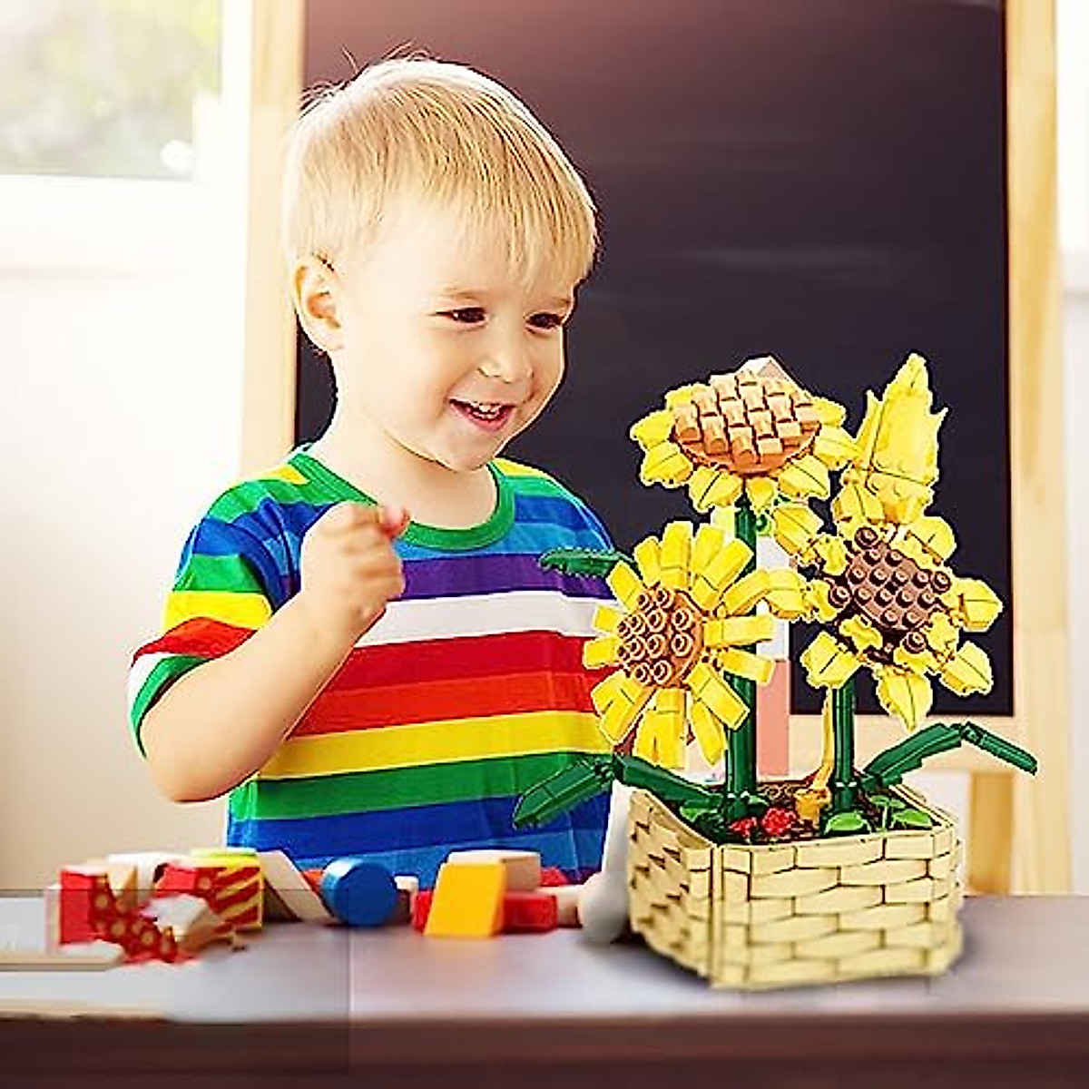 Flower Bouquet Building Sets, Artificial Flowers with Vase, 550 PCS Botanical Collection Building Block Toys, Flower Botanical Bonsai Collection Home Decoration, Birthday Christmas Valentine Gift