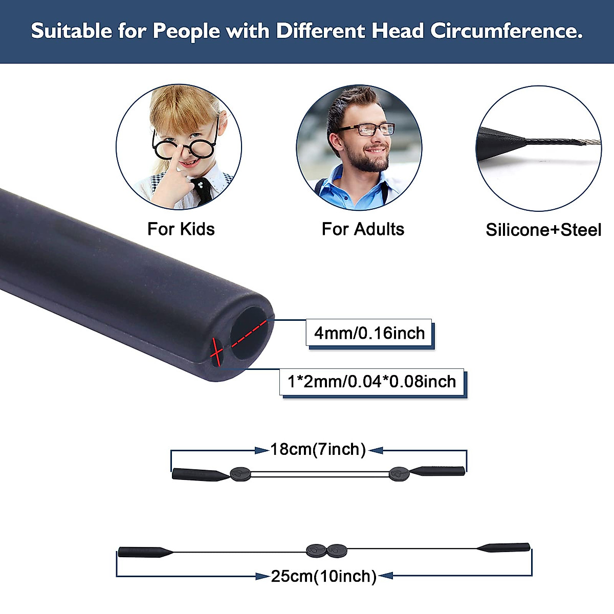 ANYGIFT Glasses Strap for Kids 3 Pack, Toddler Glasses Holder Strap Kids Eye Glasses Strap Adjustable Sunglass Strap for Kids Boys Girls Eye Glass String Strap((7-10 Inch))