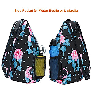 MOSISO Sling Backpack, Multipurpose Travel Hiking Daypack Impatiens Rope Crossbody Shoulder Bag, Black