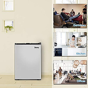 Winado Upright Freezer, 2.1 Cu.ft Mini Freezer, Stainless Steel Compact Upright Freezer w/Reversible Single Door, Removable Shelves for Home, Dorms, Apartment, Office