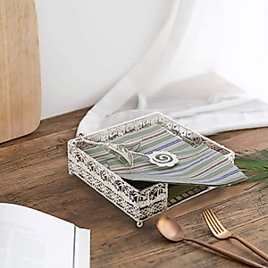 Flat Napkin Holders for Tables, Metal Dining Table Napkin Organizer for Kitchen, Beautiful Hollow Pattern Electroplating Process for Restaurant Office