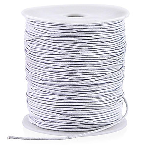VGOODALL 100 Yards White Elastic String Beading Cord Stretchy String for Bracelets, Necklace, Jewelry Making and Crafts,1MM