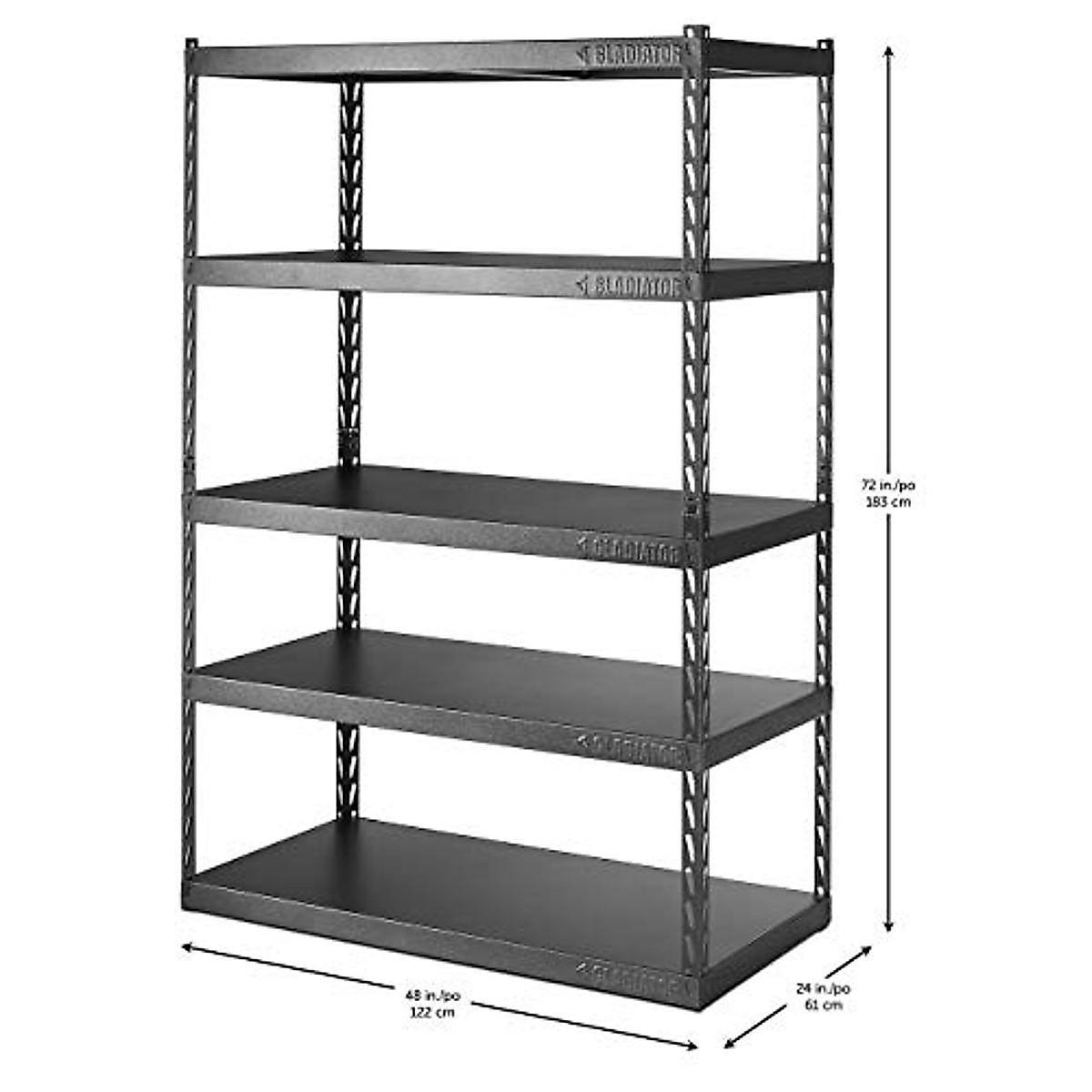 Gladiator "48" Wide EZ Connect Rack with Five 24" Deep Shelves", hammered granite
