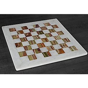 RADICALn 15 Inches Large Handmade White and Green Onyx Weighted Full Chess Game Set Staunton and Ambassador Gift Style Marble Tournament Chess Sets for Adults, 2 players