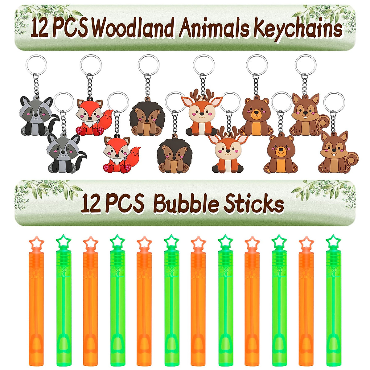 Woodland Party Favors 84 PCS Forest Animals Theme Masks Sticker Keychains Straws Slap Bracelets Bubble Sticks Gift Bags for Kids Woodland Creatures Birthday Party Baby Shower Goodie Bag Fillers