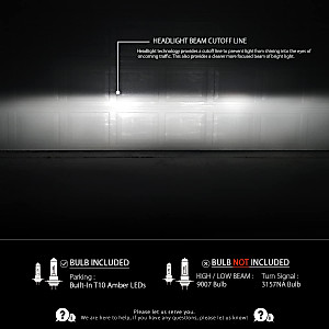 AUTOZENSATION Compatible with 1999-2004 Ford F250 F350 F450 F550 Superduty 2000-2004 Ford Excursion Chrome 1Pc Style Headlights W/Bumper Lamp L + R Pair Headlamp