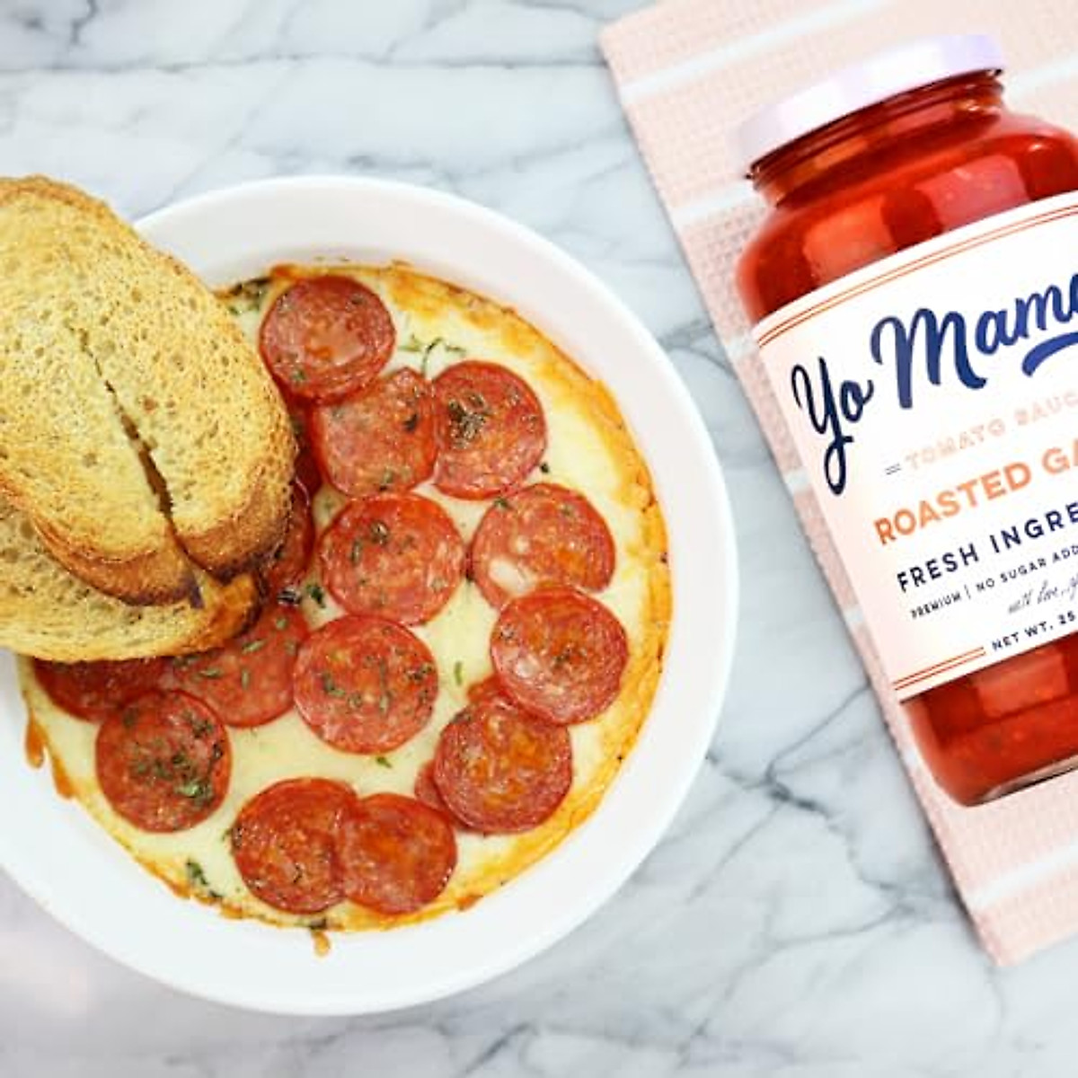 Yo Mama's Foods Keto Roasted Garlic Pasta Sauce - Pack of (2) - Vegan, No Sugar Added, Low Carb, Low Sodium, Gluten Free, Paleo Friendly, and Made with Fresh Non-GMO Tomatoes!