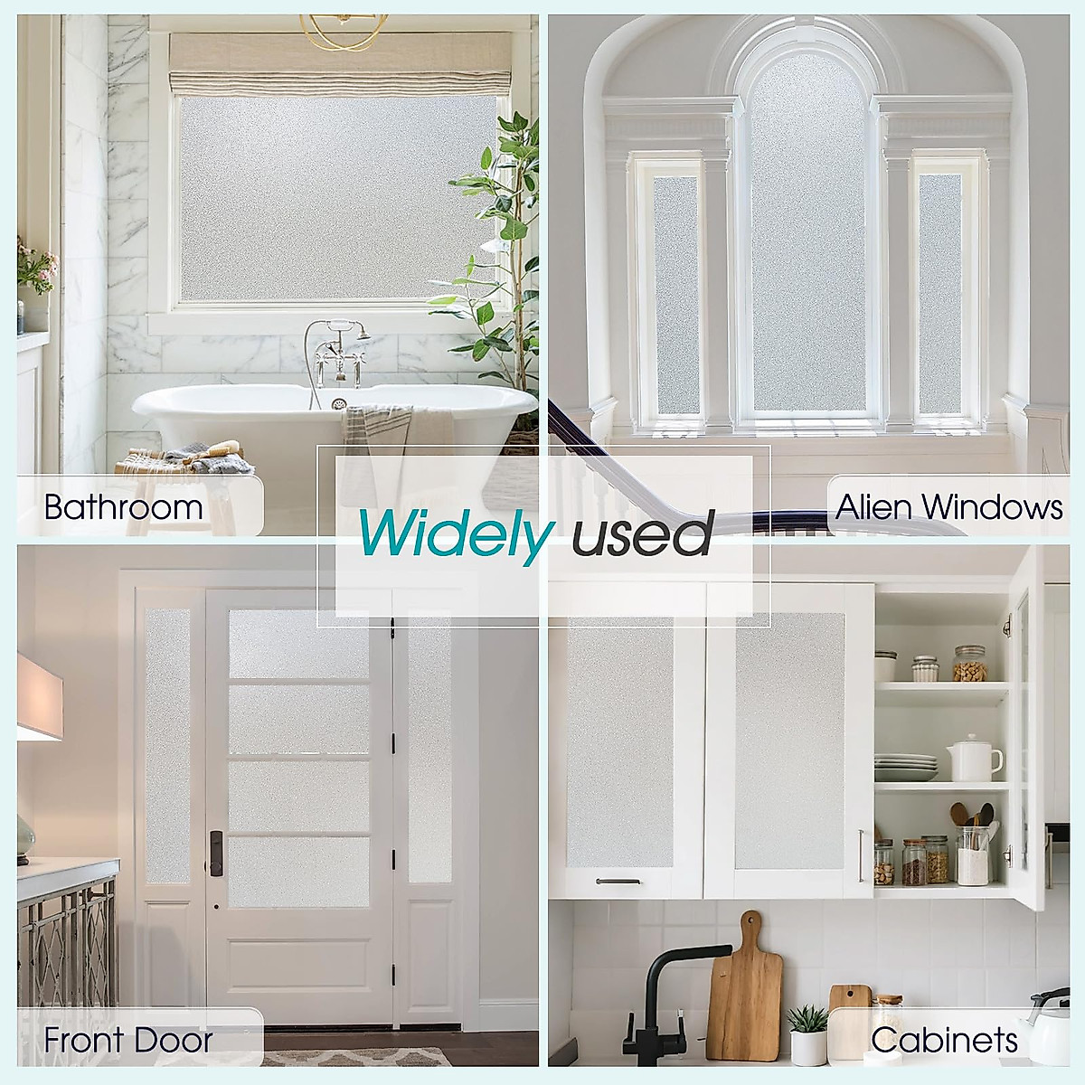 Coavas Window Privacy Film Frosted Glass Window Film Non Adhesive Static Cling Window Tint Film for Bathroom Door Vinyl Frosting Stickers Heat Control Home Winter Coverings(17.5 x 78.7 Inch, Pure)