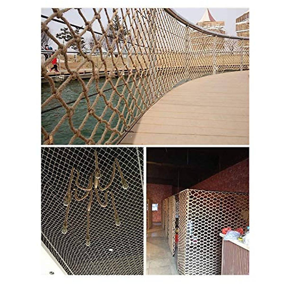 MAGFYLY Banister Guard net Hemp Rope Net, Children's Stairs Anti-Fall Safety Net, Restaurant Bar Partition Net, Photo Wall Decoration Net, Balcony Obstacle Scenic Fence Protection Net 1x9m