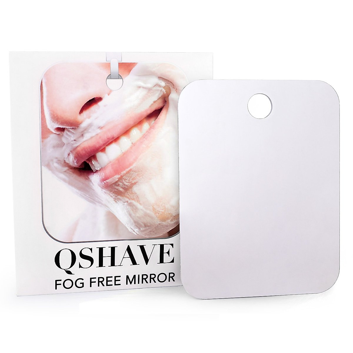 QSHAVE Fogless Shower Mirror Large Size with Suction Hook and Adhesive Hook Perfect for Shaving