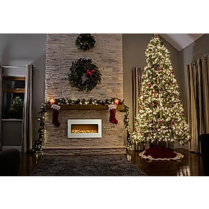 36-Inch Wall Mounted Electric Fireplace - 10-Color LED Flame and 3 Media Backgrounds with Adjustable Brightness and Remote by Northwest (White)