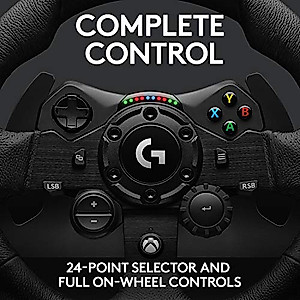 Logitech G923 Racing Wheel and Pedals for Xbox X|S, Xbox One and PC featuring TRUEFORCE up to 1000 Hz Force Feedback, Responsive Pedal, Dual Clutch Launch Control, and Genuine Leather Wheel Cover