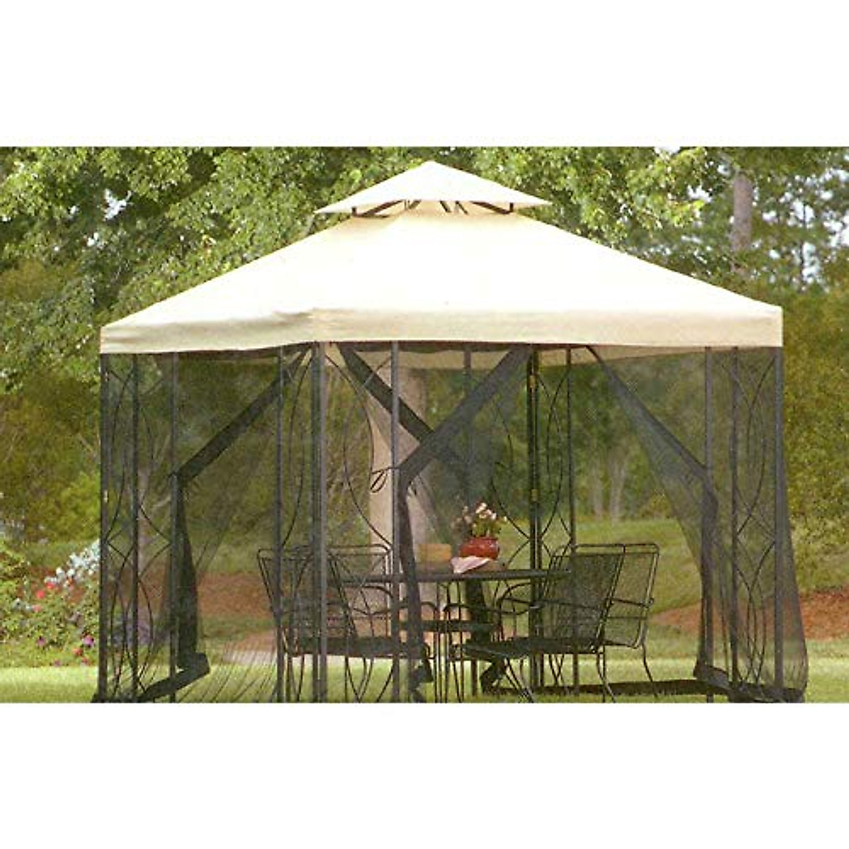 8' X 8' Replacement Canopy Top Cover and Netting Set for Lowe's Garden Treasure 8'x8' Gazebo