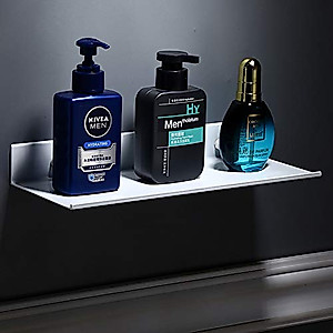 FHY White Metal Wall Mounted Floating Shelves Ledge,Space Saving Rustproof Aluminum Bathroom Shelf Wall Mount Shelving Extra Strong Floating Shelves Storage Rack(30CM,Pack of 1pcs)