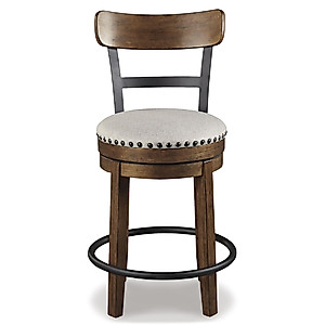 Signature Design by Ashley Valebeck Rustic Farmhouse 24.5” Counter Height Swivel Bar Stool, Brown