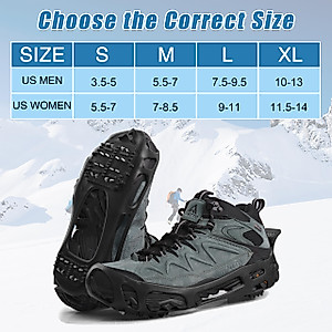 Ice Cleats Snow Traction Cleats Crampon for Walking on Snow and Ice Non-Slip Overshoe Rubber Anti Slip Crampons Slip-on Stretch Footwear(Small Size)