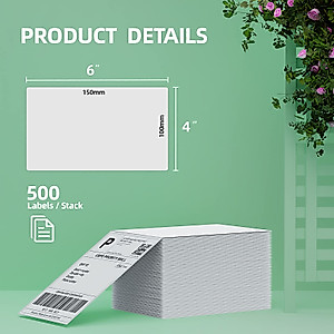 COSOB 4x6 Direct Thermal Shipping Label Fanfold Permanent Adhesive Thermal labels with perforated Line Suitable for thermal printer compatible with Zebra & Rollo printer, 500 labels/Stacks,4stacks