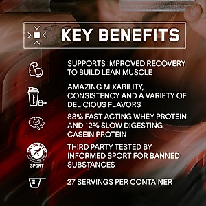 BARE PERFORMANCE NUTRITION, BPN Whey Protein + Casein Protein Powder Blend, Vanilla, 25g Protein per Serving Supports Lean Muscle Recovery, 27 Servings, Third Party Tested