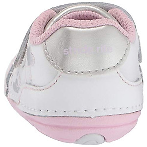 Stride Rite Girls Soft Motion Adalyn Athletic Sneaker, White/Silver, 4 Toddler