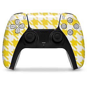 WraptorSkinz Skin Wrap compatible with Sony PS5 DualSense Controller Houndstooth Yellow (CONTROLLER NOT INCLUDED)