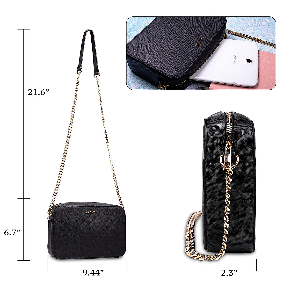 Elegant Faux Leather Crossbody Purse Bag For Women - Over The Shoulder Small Crossbody Purse - Women's Jet Set Cross Body Bag (Green)