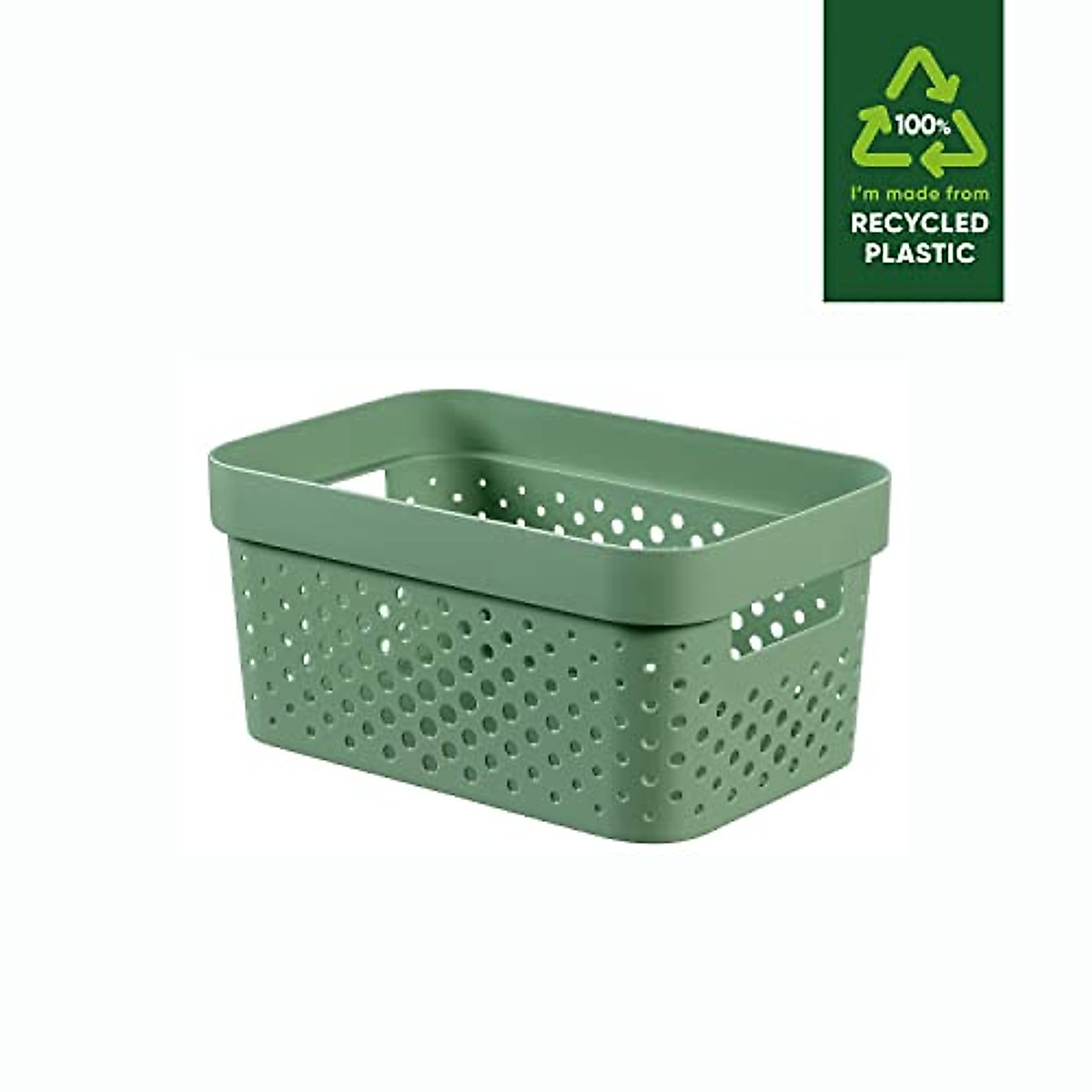 Curver Infinity Dots x4 Small Rectangular Storage Basket 4.5L - Green