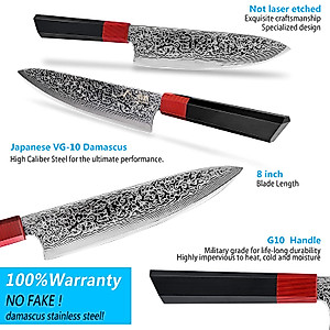 Japanese Chef Knife 8 Inch Damascus Chefs Knife Japanese Kitchen Knives Professional Gyuto Cooking Knives High Carbon Stainless Steel Cutting Vegetable Meat Cleaver with Gift Box