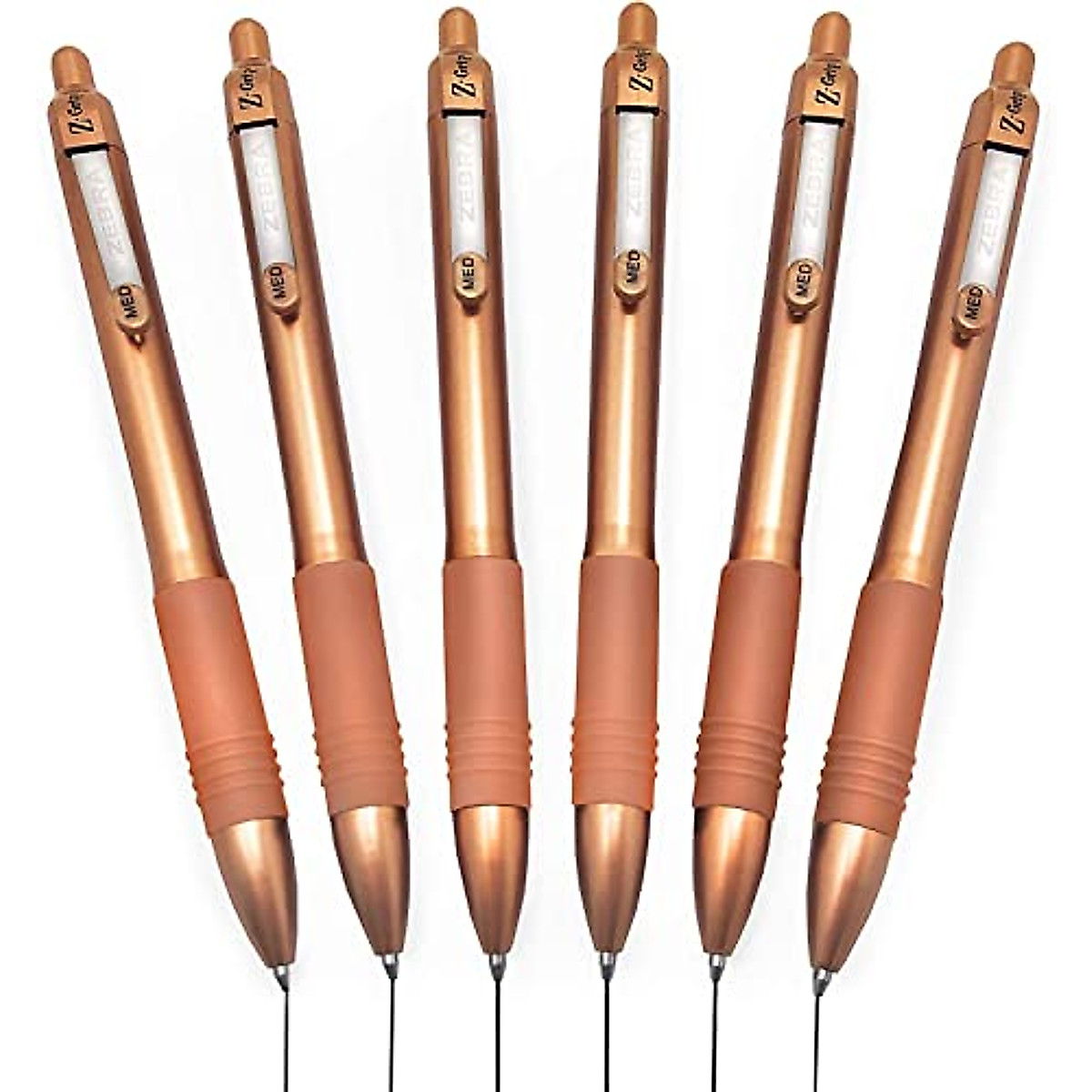 Zebra Z-Grip Smooth Retractable Ballpoint Pen - 1.0mm - Rose Gold Barrel - Black Ink - Pack of 6