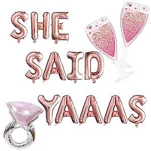 Siticoto She Said YAAAS Balloons, 16 inch She Said YAAAS Bachelorette Party Decor for Bachelorette Party Bridal Shower Engagement Party Engagement Themed Wedding Party Supplies Decorations Rose Gold