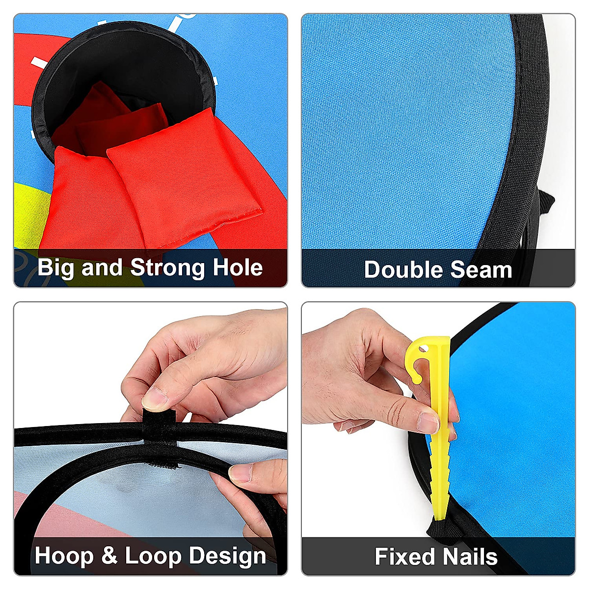 G4Free Portable Collapsible 5 Holes Cornhole Game Set with 8 Bean Bags Carrying Case Toss Game Size 3ft x 2ft for Camping Travel