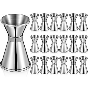 18 Pcs Double 1/2 & 1 oz Bar Jigger Stainless Steel Cocktail Jigger Shot Jigger Measuring Liquor Cup Bartender Supplies Measuring Jiggers Japanese Jigger for Bar Bartending Party