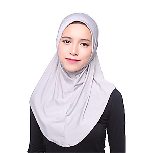 GladThink Womens Ice Silk Muslim Hijab Headscarf Light Gray