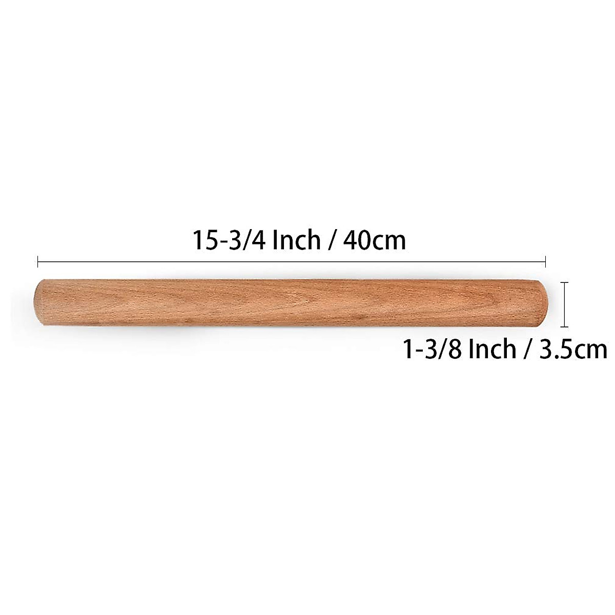 Rolling Pin 15-3/4 Inch by 1-3/8 Inch VANZAVANZU Eco-friendly Natural Beech Wood Dough Roller Classic Wooden Rolling Pins for Baking Pasta Fondant Cookies Pizza Ravioli Dumpling Pie Pastry