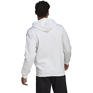 adidas Men's 3-Stripes Fleece Hooded SweatShirt, White-black, Large