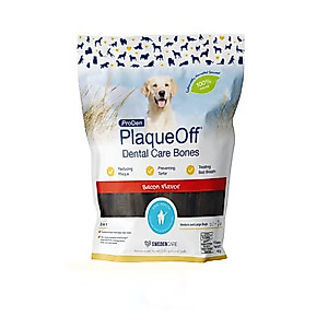ProDen PlaqueOff System Dental Care Bones - Dog Teeth Cleaning Bones for Oral Hygiene - Supports Fresh Breath & Healthy Mouth for Dogs - Medium/Large Canine Formula - Bacon Flavor - 17 oz