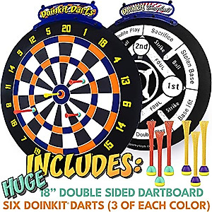 Marky Sparky Doinkit Darts Magnetic Dartboard - XL Rollup Design - Two Sided Baseball Darts - Kid Safe Durable Doinkit Darts - Fun Indoor Wall Game for Boys and Girls