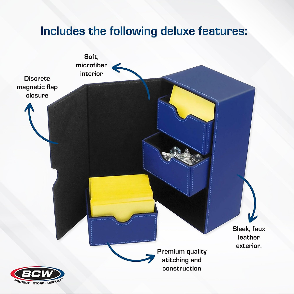 BCW Deck Vault-LX 200 - Red | Premium Card Deck Box with 100 Sleeved Card Capacity, Magnetic Closure, and Dice Tray | For Magic Commander, Pokemon