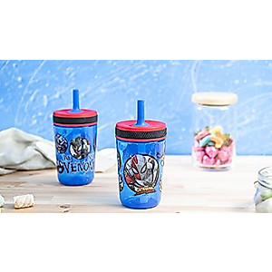 Zak Designs Marvel Spider-Man and Venom Kelso Tumbler Set, Leak-Proof Screw-On Lid with Straw, Made of Durable Plastic and Silicone, Perfect Bundle for Kids (15 oz, 2pc Set)