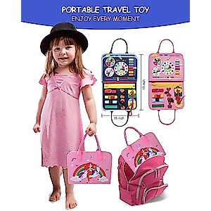 Supplim Busy Board Montessori Toy for Toddlers 1 2 3 4 5 Years Old - Educational Activity Sensory Board Preschool Learning Fine Motor Skills Toys, Toddler Travel Toy for Plane Car, Gift for Boys Girls