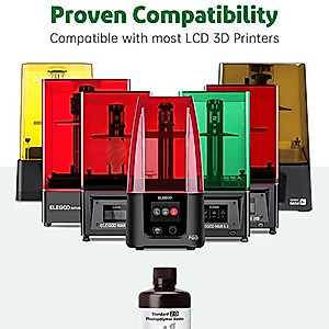 ELEGOO Standard 2.0 3D Printer Resin 1000g Grey, Plant-Based Resin Rapid Precise Printing Low Odor 405nm LCD UV-Curing for LCD 3D Printer