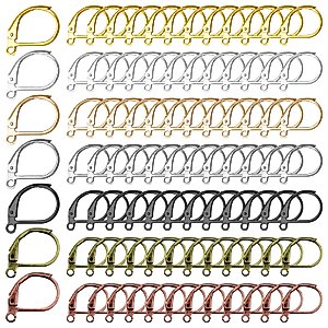 210Pcs French Earring Hooks Hypoallergenic Lever Back Earrings Hooks French Ear Wire Metal Brass Leverback Earring French Hook Earwires Earring Supplies for DIY Jewelry Making Findings(7 Colors)