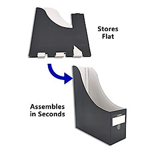 HUAPRINT Magazine File Holder(12 Pack,Black)-Folder Holder,Magazine Holders,Desk File Organizer,Document File Holder Box,Magazine Storage Box,With Labels