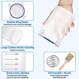 Akamino 4 Set Paint Storage,Touch up Paint Container with Stainless Steel Mixing Ball and Paint Brush, 1000ml Airtight Paint Cups Paint Container for Repainting Leftover Paint